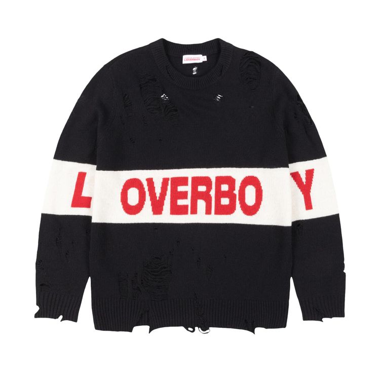 Buy Charles Jeffrey Loverboy Distressed Loverboy Logo Jumper 'Black ...