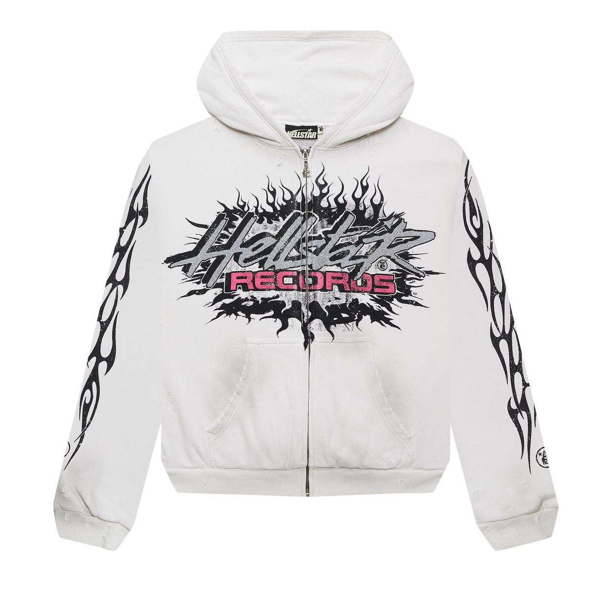 Buy Hellstar Records Glitter Zip Up Hoodie 'White' - HS01HOO001 WHIT | GOAT