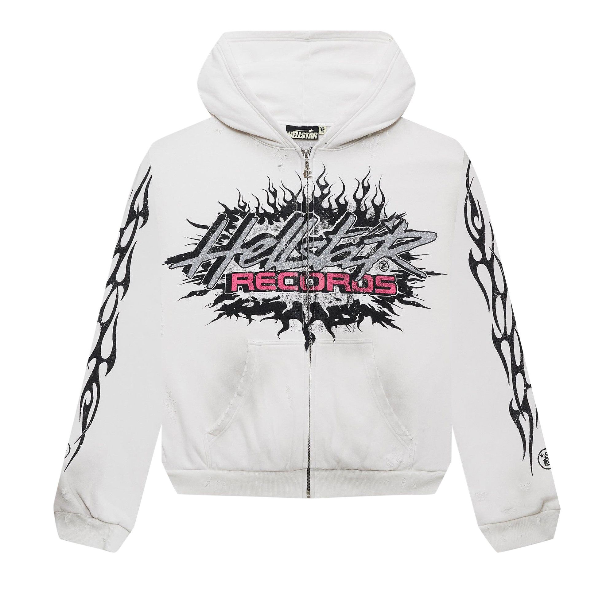 Buy Hellstar Records Glitter Zip Up Hoodie 'White' - HS01HOO001 WHIT | GOAT