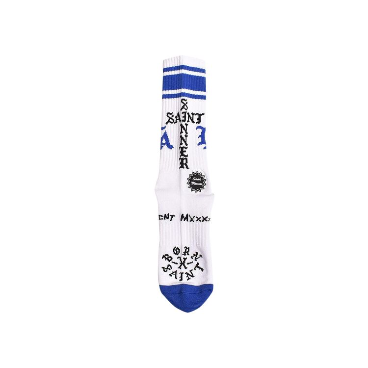 Buy SAINT Mxxxxxx Saint Sinner Socks 'White/Blue' - SM YS1 0000 C41 | GOAT