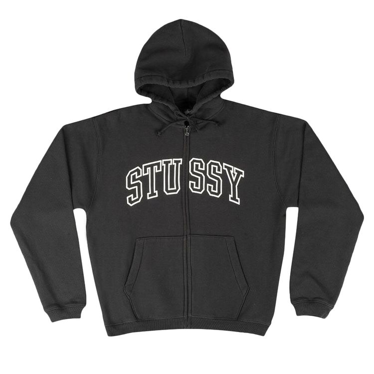 Buy Stussy Outline Zip Hoodie 'Washed Black' - 118559 WASH | GOAT
