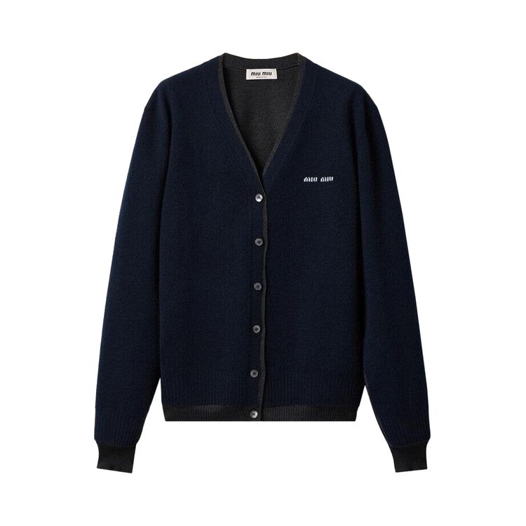 Buy Miu Miu Silk Cashmere Cardigan 'Blue/Antracite' - MMF918 15RK F095J ...