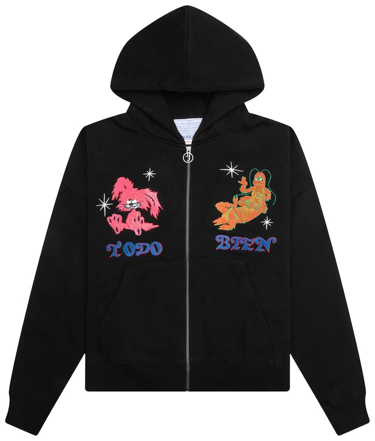 Buy Jungles Todo Bien Zip Hoodie 'Black' - ZH TODO BLAC | GOAT