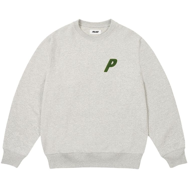 Buy Palace Chenille Tri-Ferg Crew 'Grey Marl' - P27CS120 | GOAT CA