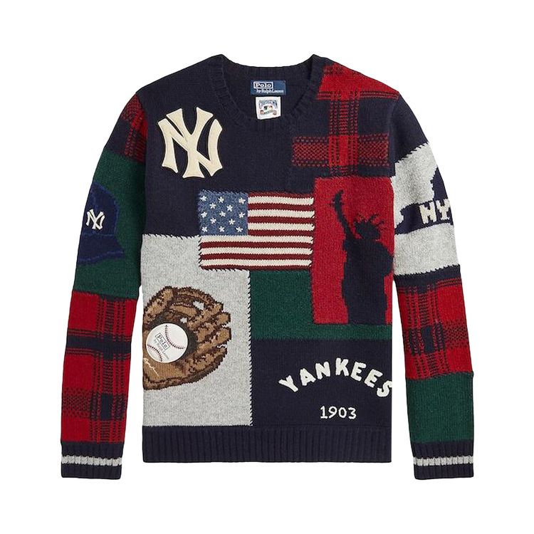 Buy Polo by Ralph Lauren x New York Yankees Wool Pullover Sweater 'Navy ...