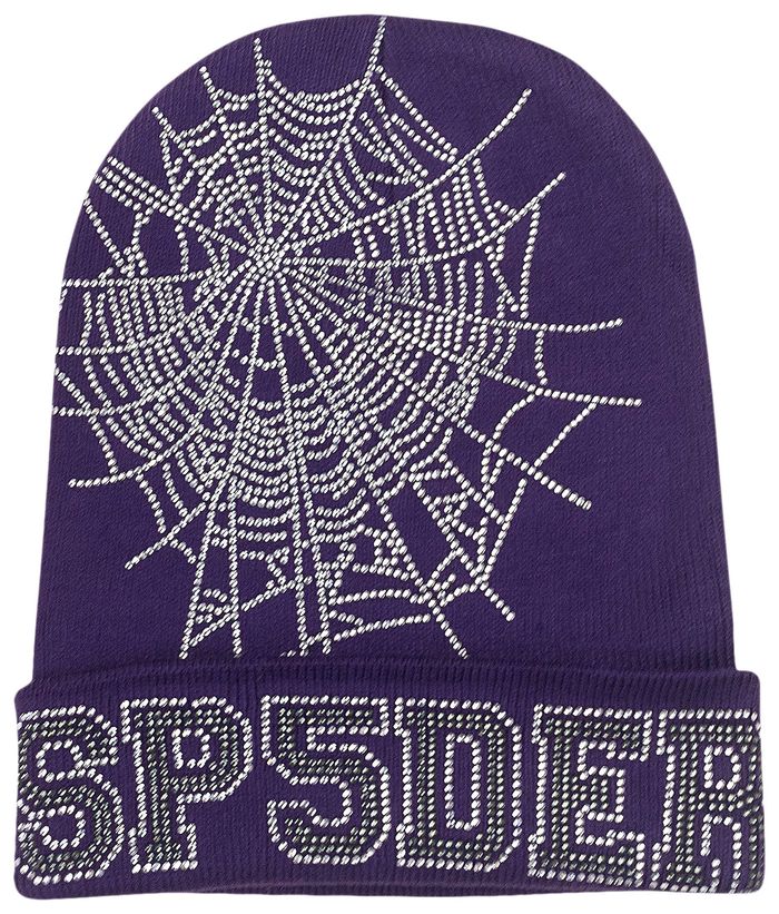Buy Sp5der Rhinestone Beanie 'Purple' - SP5 RHNBN PRP | GOAT