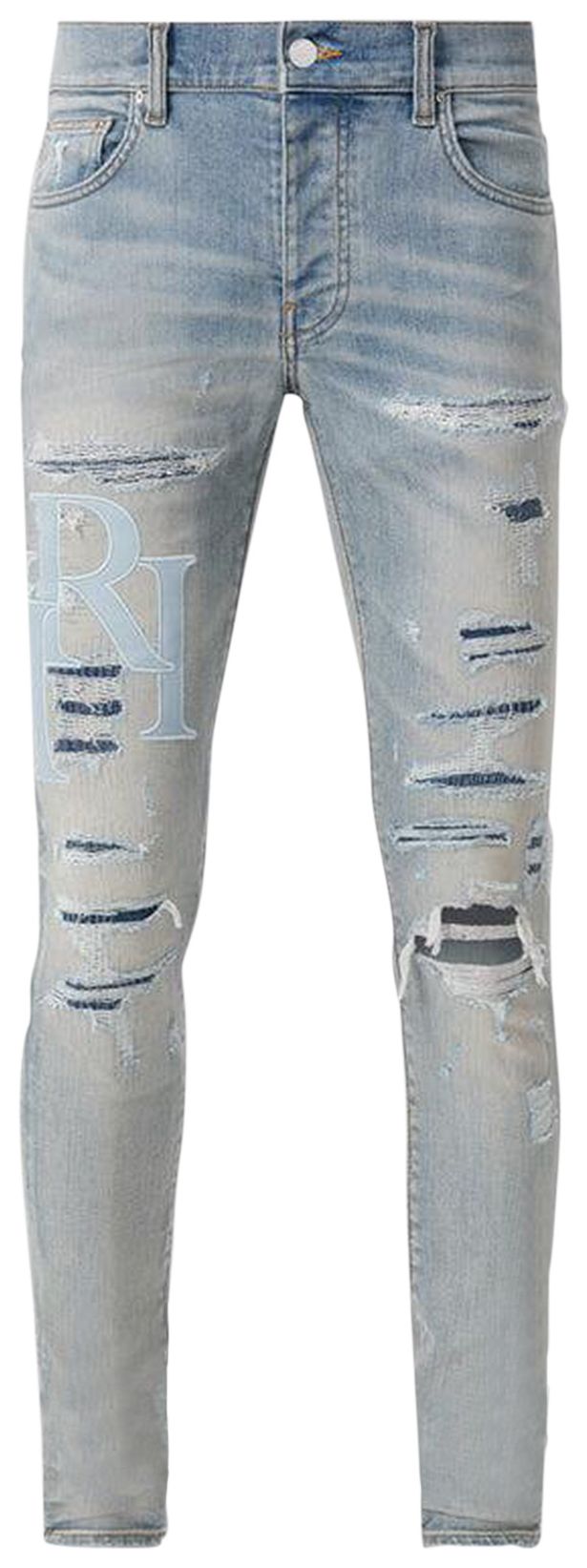 Buy Amiri Staggered Logo Jean 'Clay Indigo' - AMDNSY1060 408 CLAY | GOAT