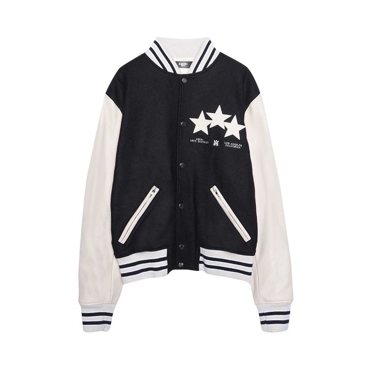Buy Amiri Stars Varsity Jacket 'Black' - AMOUBB1004 001 BLAC | GOAT