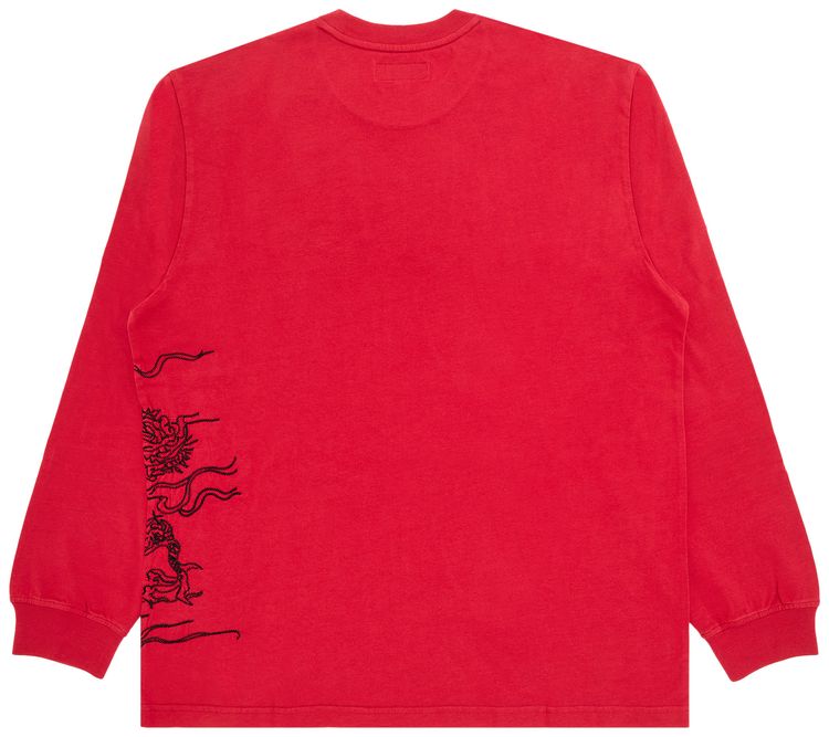 Buy Supreme Dragon Embroidered Long-Sleeve Top 'Red' - FW24KN92 RED | GOAT