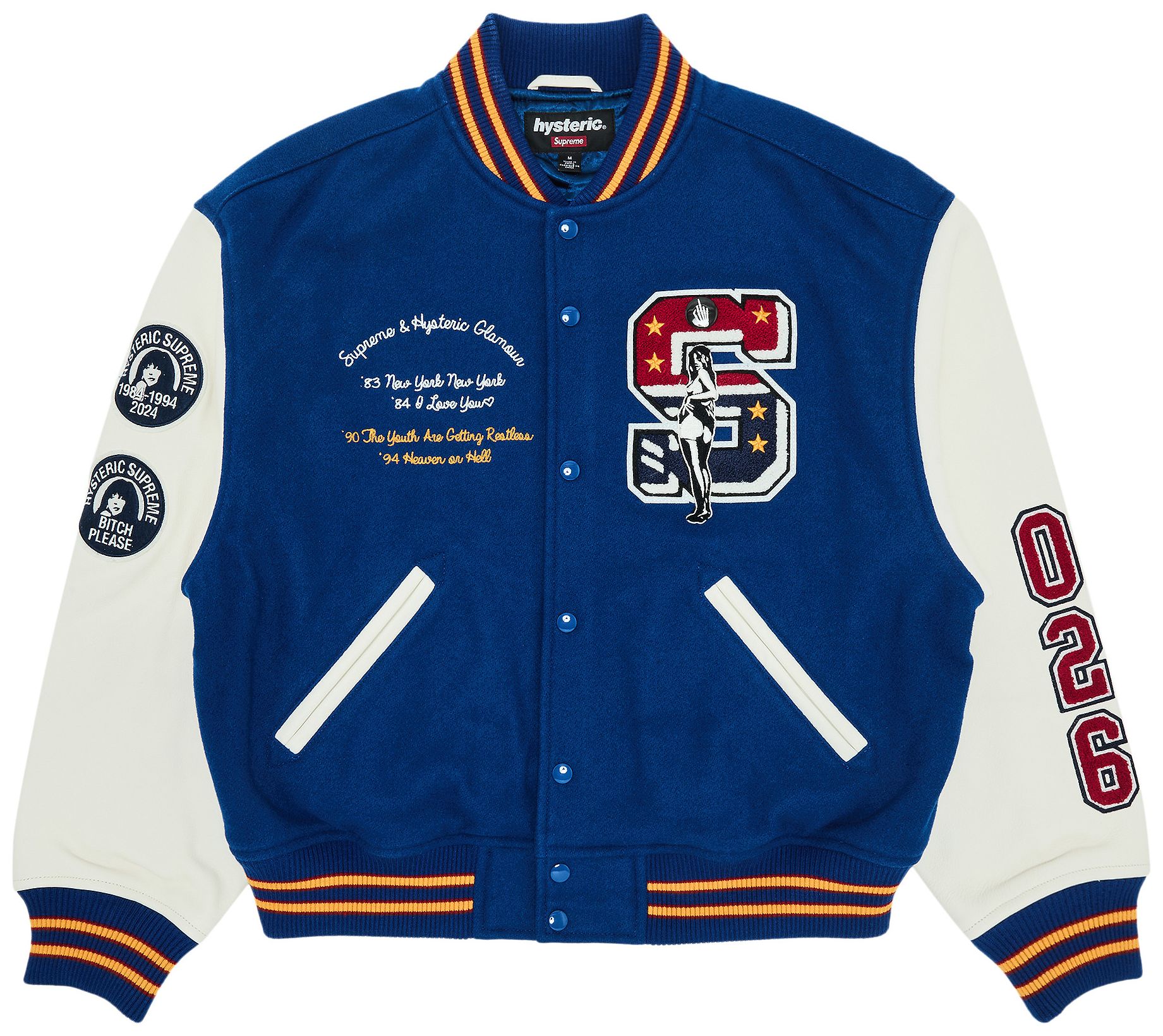 Buy Supreme x HYSTERIC GLAMOUR Varsity Jacket 'Blue' - FW24J92 BLUE | GOAT