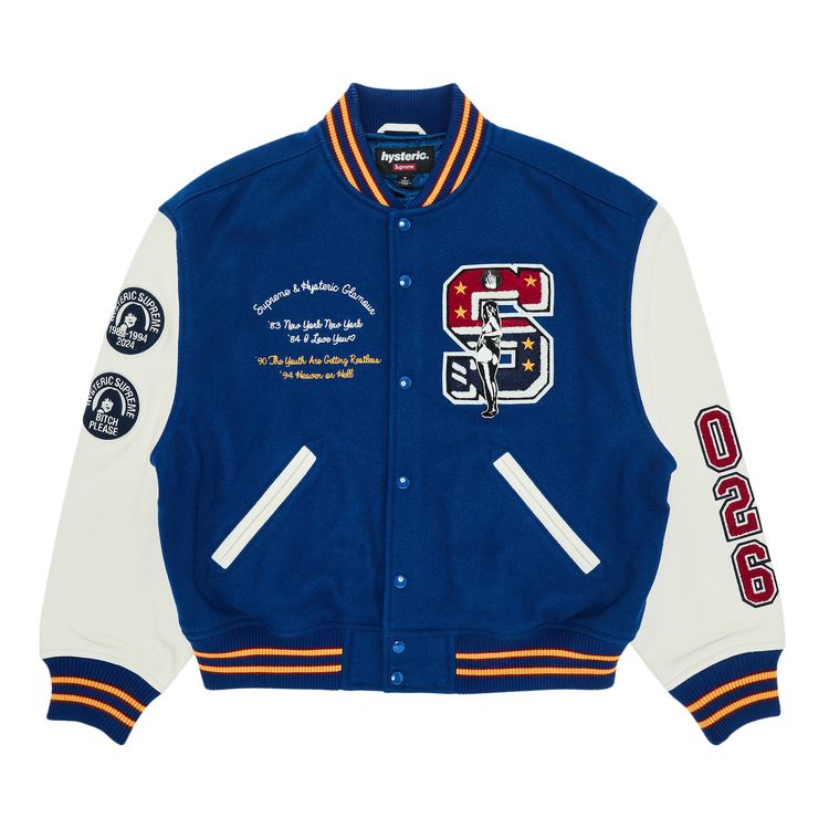 Buy Supreme x HYSTERIC GLAMOUR Varsity Jacket 'Blue' - FW24J92 BLUE | GOAT