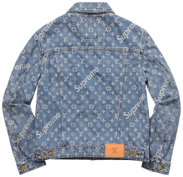 Buy Louis Vuitton x Supreme Jacquard Denim Trucker Jacket 'Blue ...