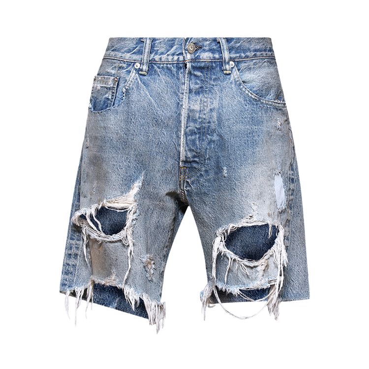 Buy SAINT Mxxxxxx Damage Denim Shorts 'Blue' - SM YS8 0000 054 | GOAT