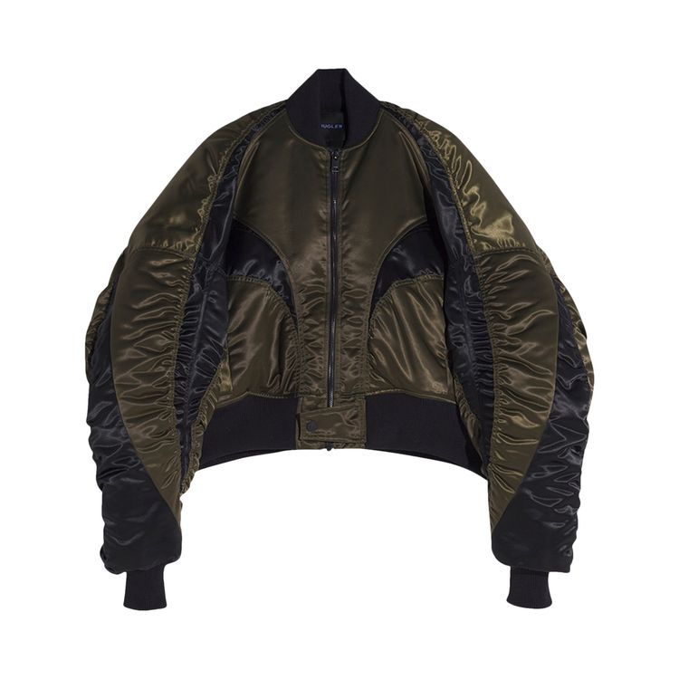 Buy Mugler Satin Bomber Jacket 'Military/Black' - 24F1BL0111870 3073 | GOAT