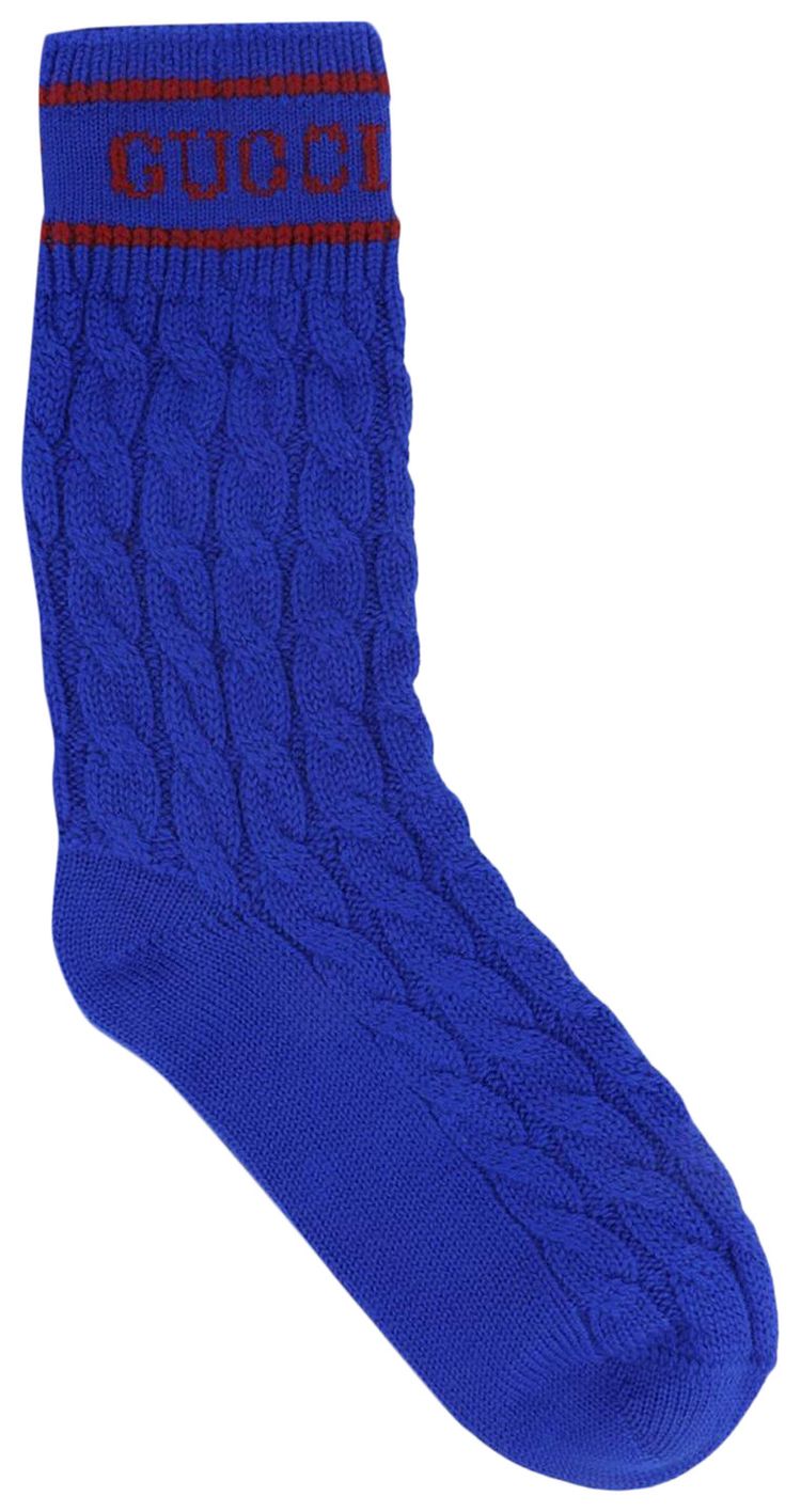 Buy Gucci Cable Knit Ankle Socks 'Blue' - 676826 4GB24 4874 | GOAT