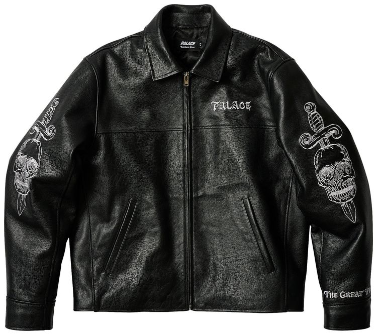 Buy Palace TGF Leather Jacket 'Black' - P27TGFJK001 | GOAT