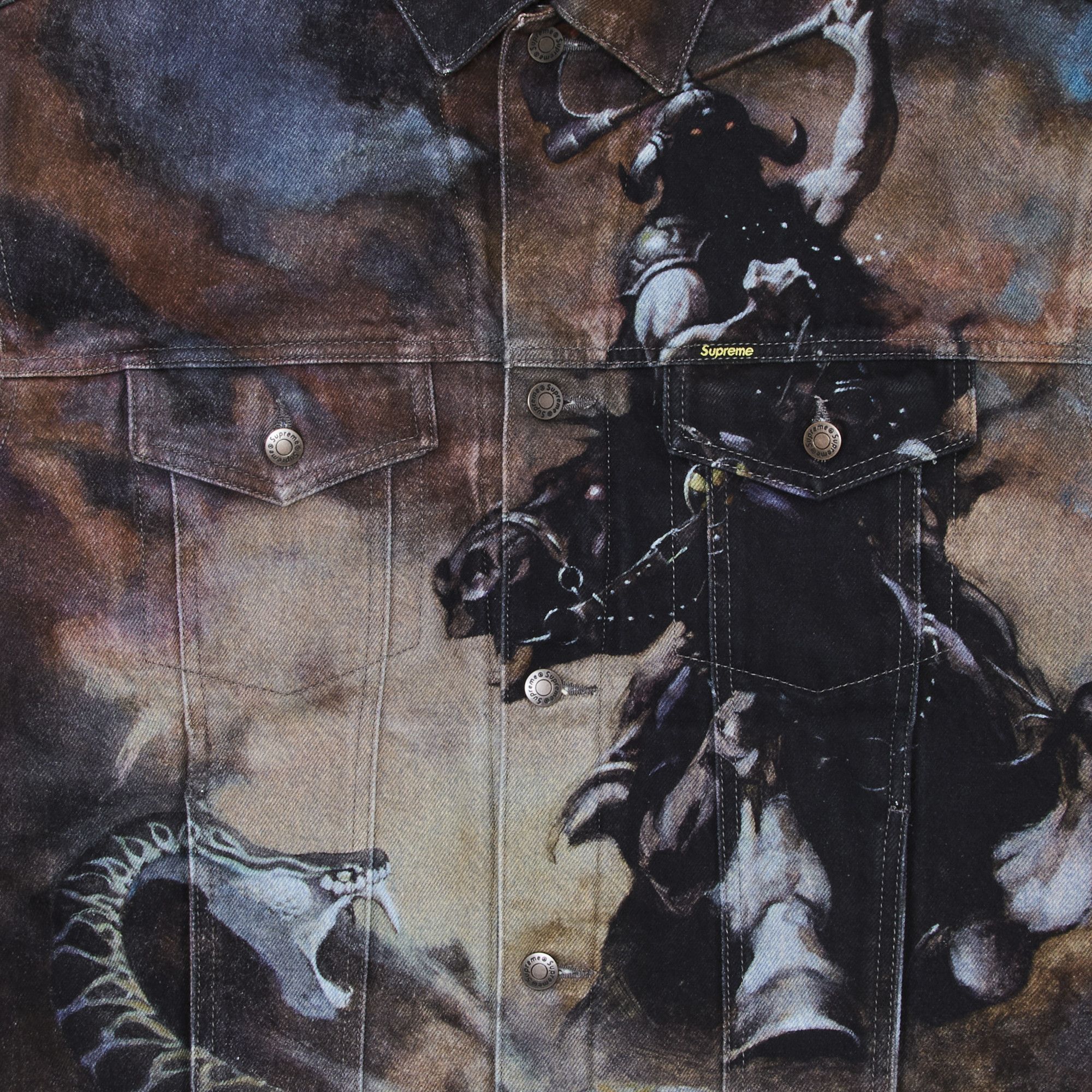 Buy Supreme x Frank Frazetta Faux Shearling Lined Trucker Jacket ...