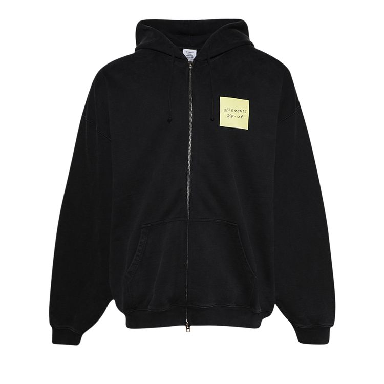Buy Vetements Sticker Zip-Up Hoodie 'Black' - UA65HD210B BLAC | GOAT