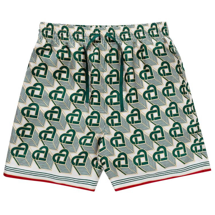 Buy Casablanca Heart Monogram Silk Shorts 'Green' - MF23 TR 012 02 GREE ...