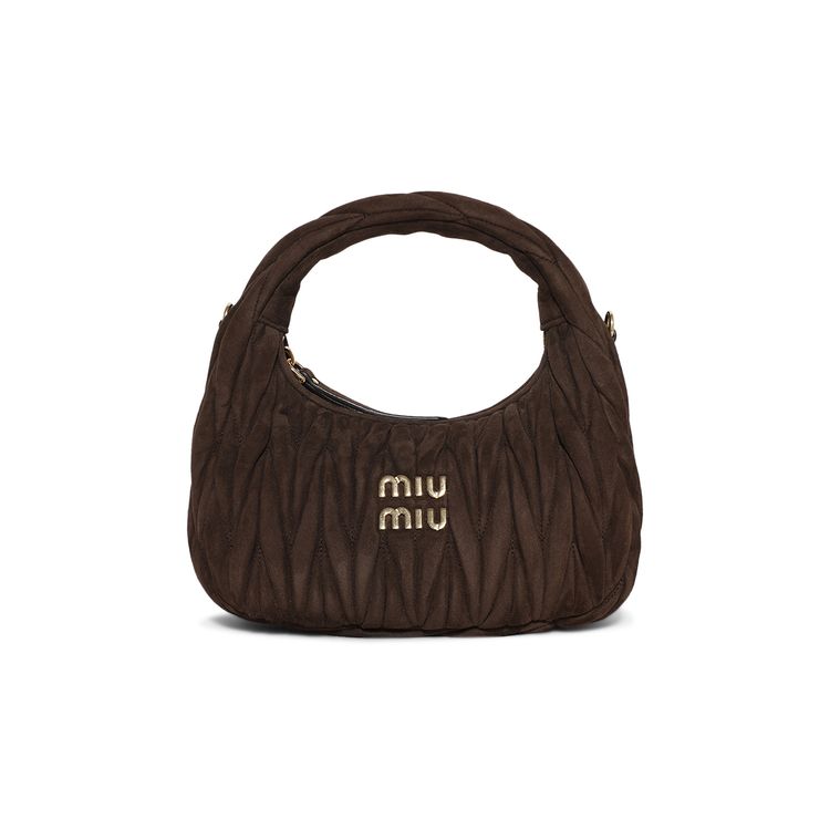 Buy Miu Miu Wander Matelassé Nappa Leather Hobo Bag 'Moro' - 5BC125 N88 F0003 | GOAT