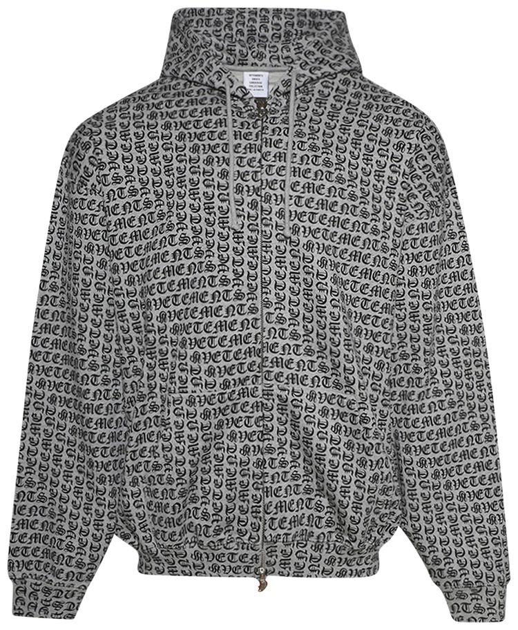 Buy Vetements Gothic Monogram Zip-Up Hoodie 'Grey Melange' - UA65HD150G ...