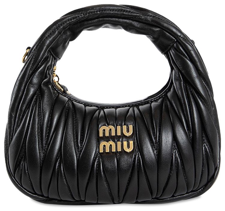 Buy Miu Miu Wander Matelassé Nappa Leather Hobo Mini Bag 'Black' - 5BP078 AN88 F0002 | GOAT