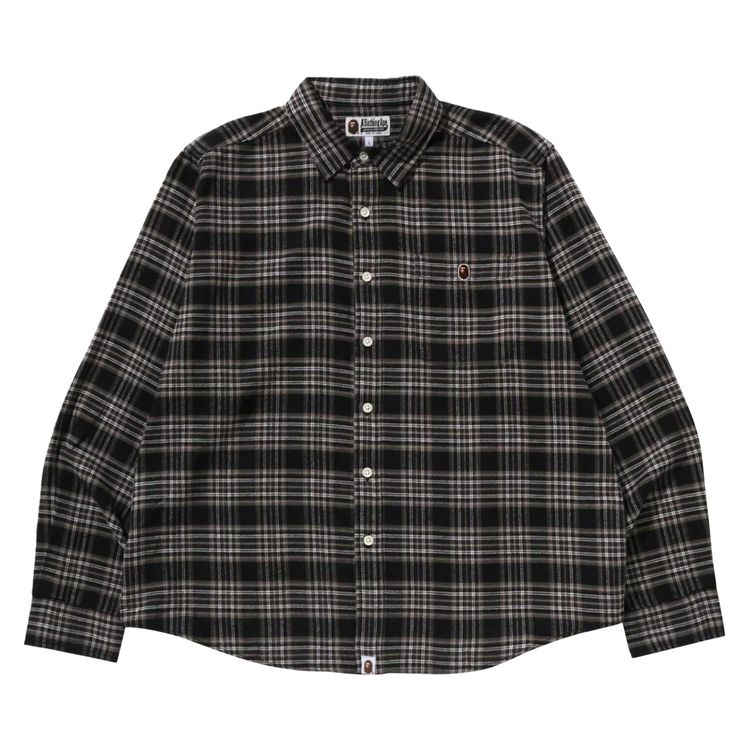 Buy BAPE One Point Flannel Check Relaxed Fit Shirt 'Black' - 1K70 131 ...