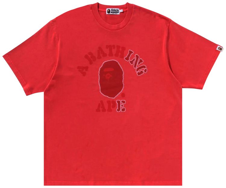 Buy BAPE Garment Dye College Relaxed Fit Tee 'Red' - 1K80 109 314 RED ...