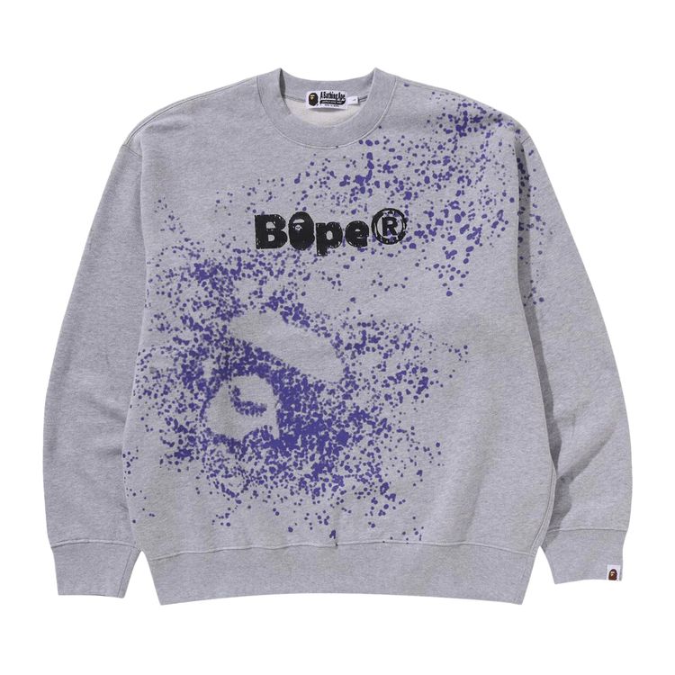 Buy BAPE Spray Print Logo Relaxed Fit Crewneck Sweatshirt 'Grey' - 1K80 ...
