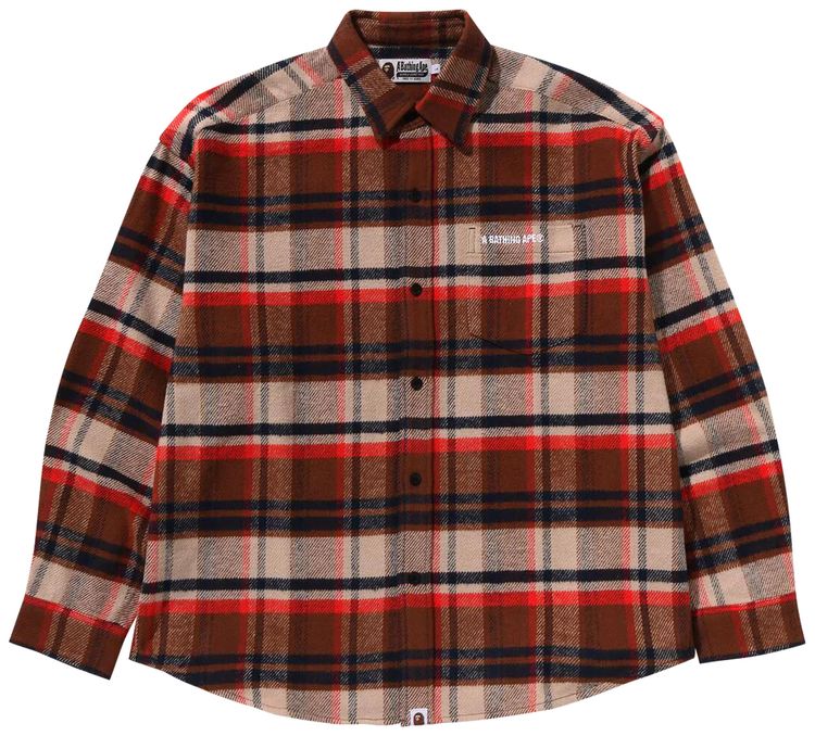 Buy BAPE Check Flannel Shirt 'Red' - 1K80 131 310 RED | GOAT