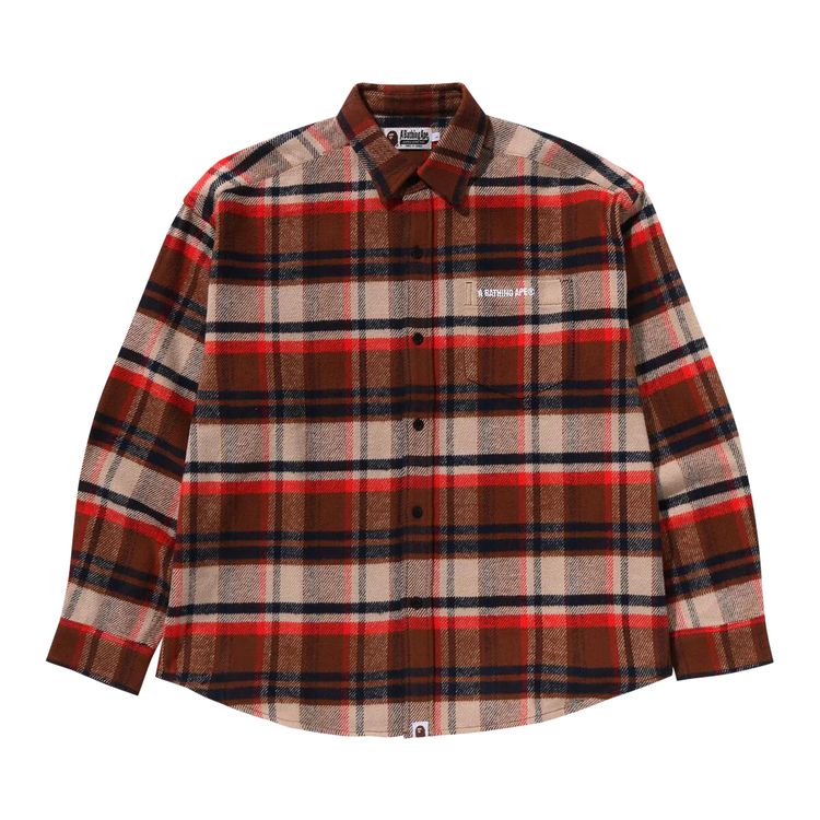 Buy BAPE Check Flannel Shirt 'Red' - 1K80 131 310 RED | GOAT UK