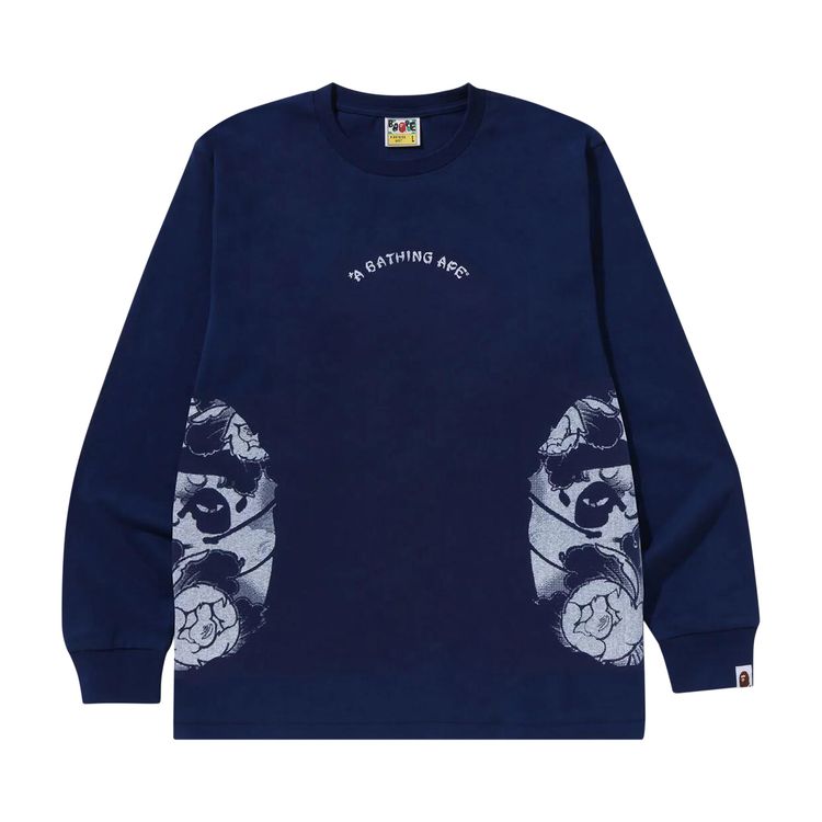 Buy BAPE Japanese Tattoo Side Big Ape Head Long-Sleeve Tee 'Navy ...