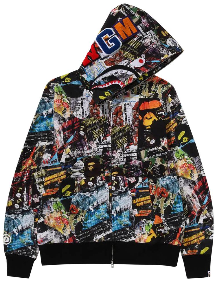Buy BAPE Flyer Pattern Shark Full Zip Hoodie 'Multicolor' - 1K70 115 ...