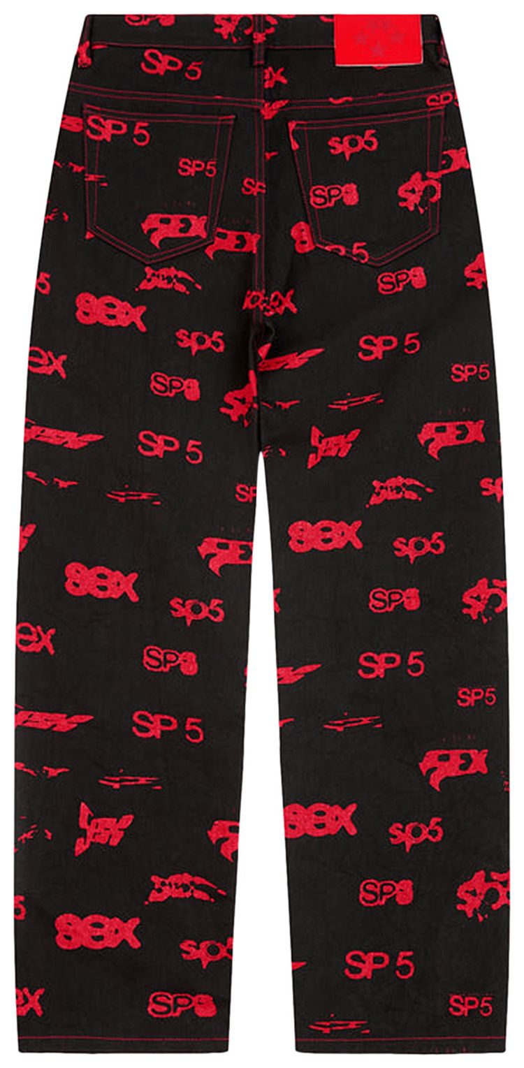 Buy Sp5der 5ex AOP Denim Pants 'Black' - P01FW24BLK | GOAT