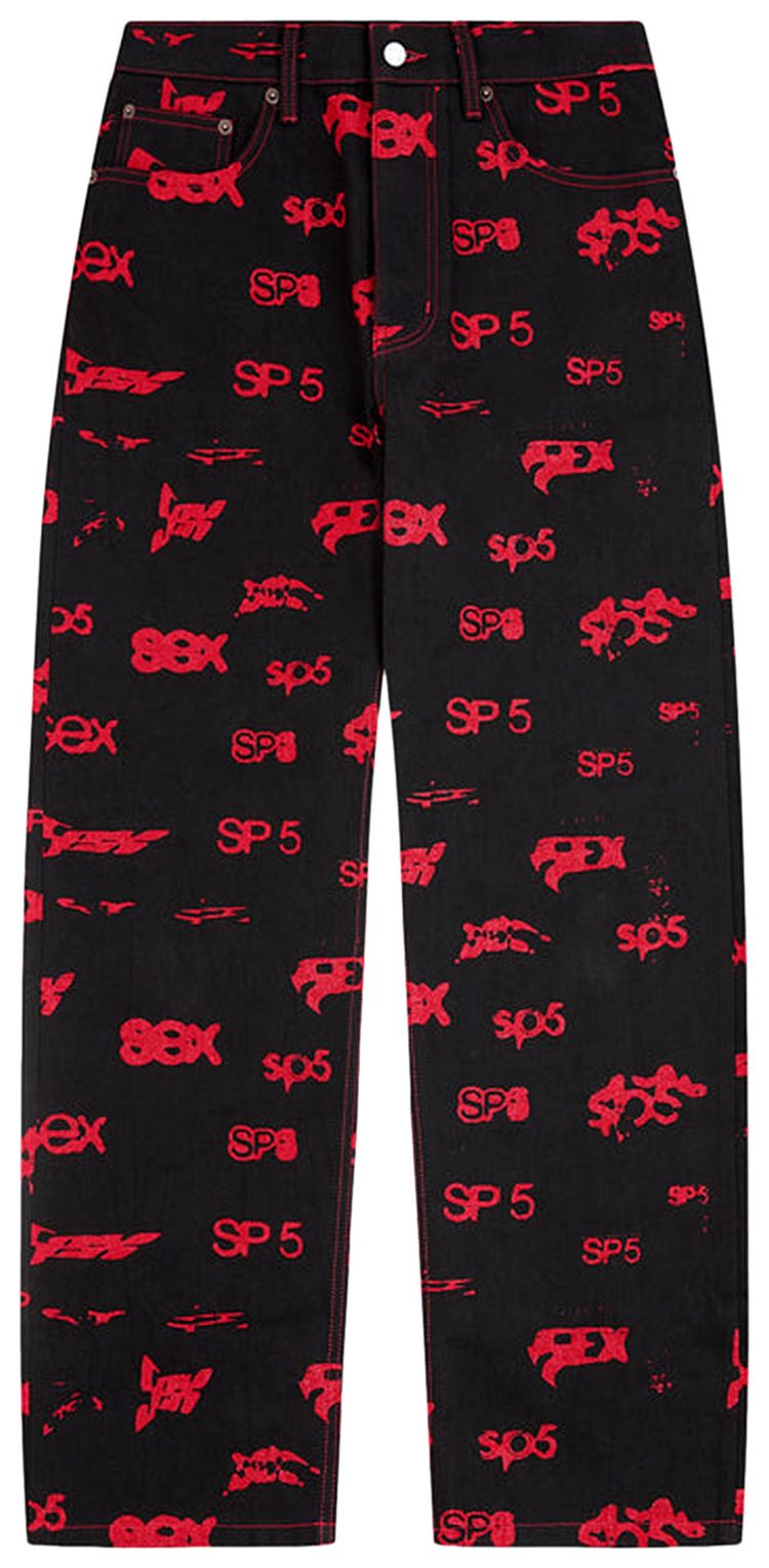 Buy Sp5der 5ex AOP Denim Pants 'Black' - P01FW24BLK | GOAT
