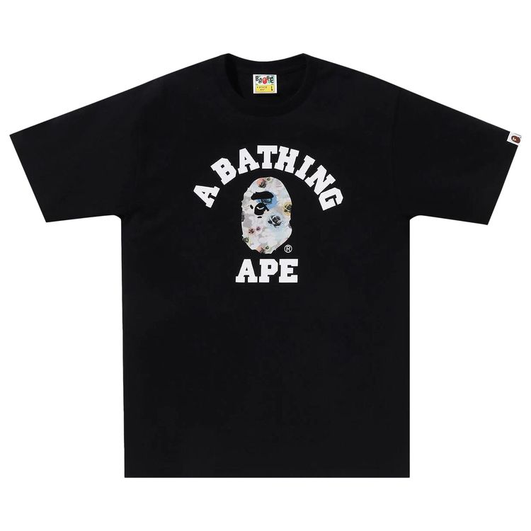 Buy BAPE Floral Camo College Tee 'Black' - 1K80 110 036 BLACK | GOAT