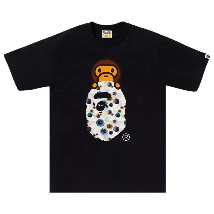 Buy BAPE Floral Camo Milo On Ape Head Tee 'Black' - 2K80 110 008 BLACK ...