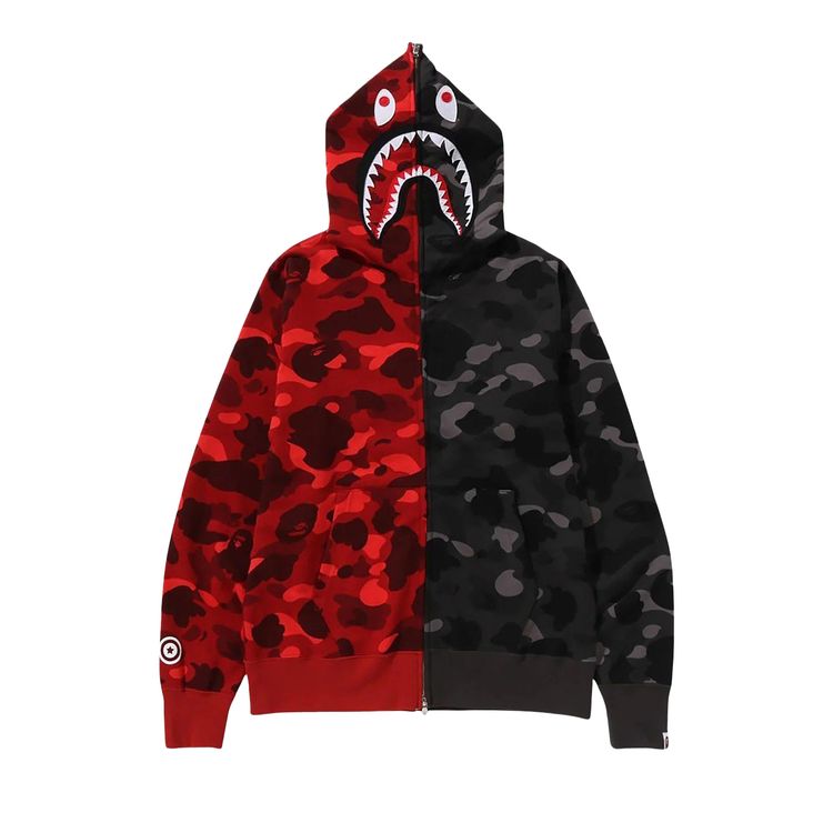 Buy BAPE Color Camo Separate Shark Full Zip Hoodie 'Red/Black' - 1K80 ...
