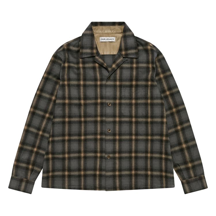 Buy Our Legacy Heusen Hairy Flannel Shirt 'Oyster Check' - M4242HDG | GOAT