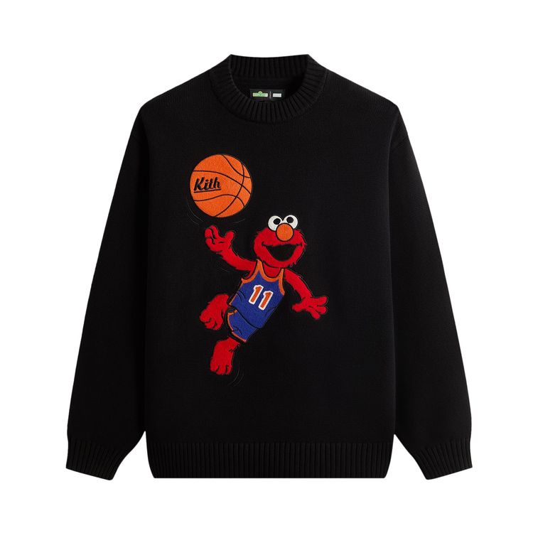Buy Kith x Sesame Street Elmo Crewneck Sweater 'Black' - KHM032974 001 ...
