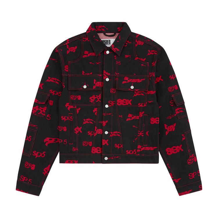 Buy Sp5der 5ex AOP Denim Trucker Jacket 'Black' - J15FW24BLK | GOAT