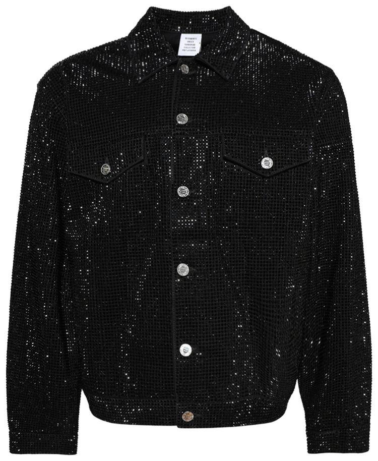 Buy Vetements Iced-Out Denim Jacket 'Black/Black' - UA66JA900B BLAC | GOAT