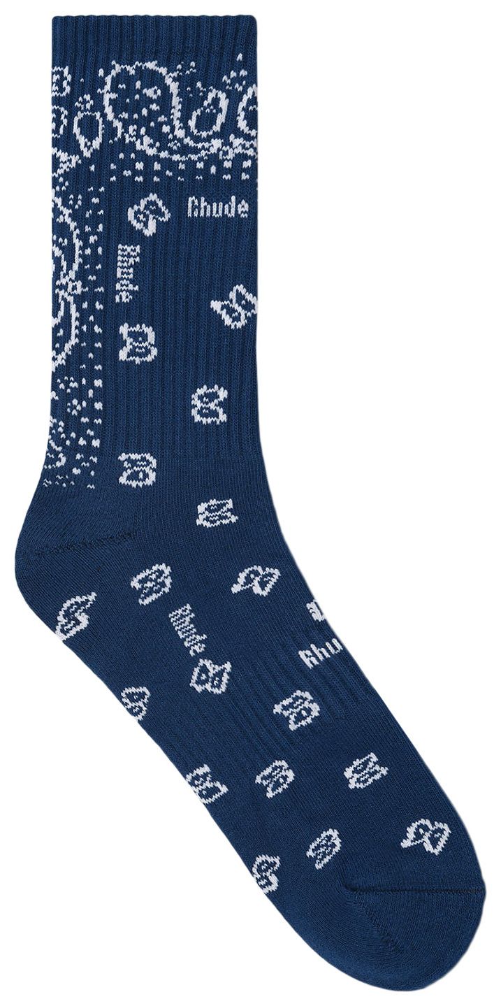 Buy Rhude Bandana Jacquard Sock 'Navy/White' - PF24SO021702330 | GOAT