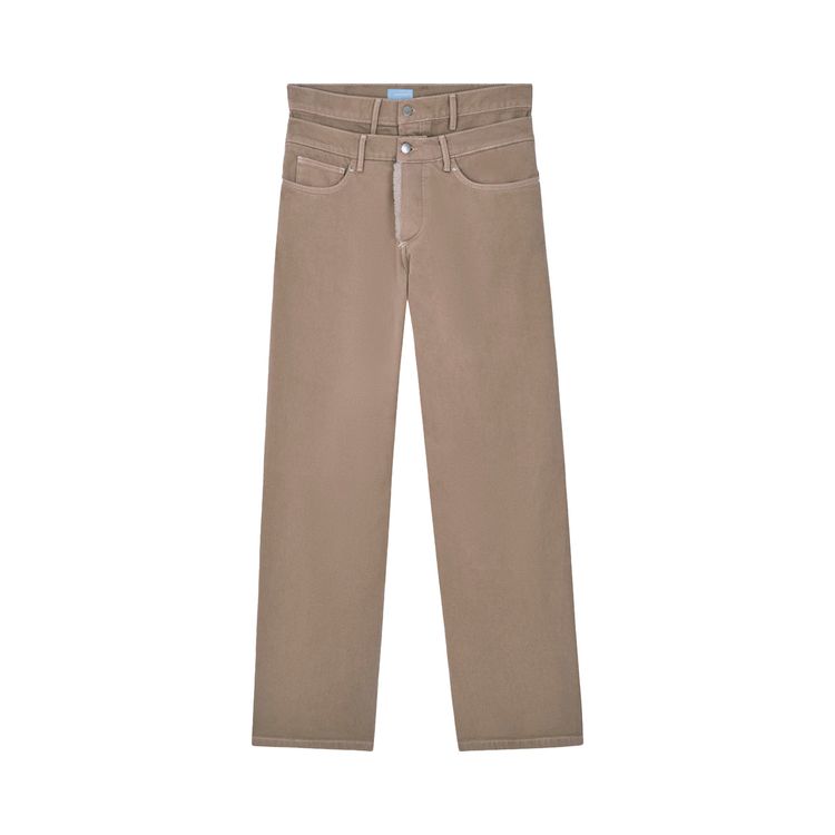 Buy 3.PARADIS Double Waist Fur Pocket Baggy Denim Jeans 'Beige ...