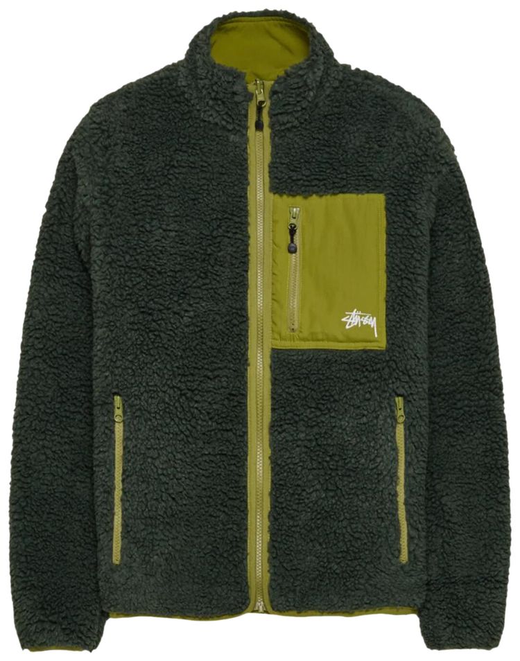 Buy Stussy Sherpa Reversible Jacket 'Dark Green' - 118529 DARK | GOAT