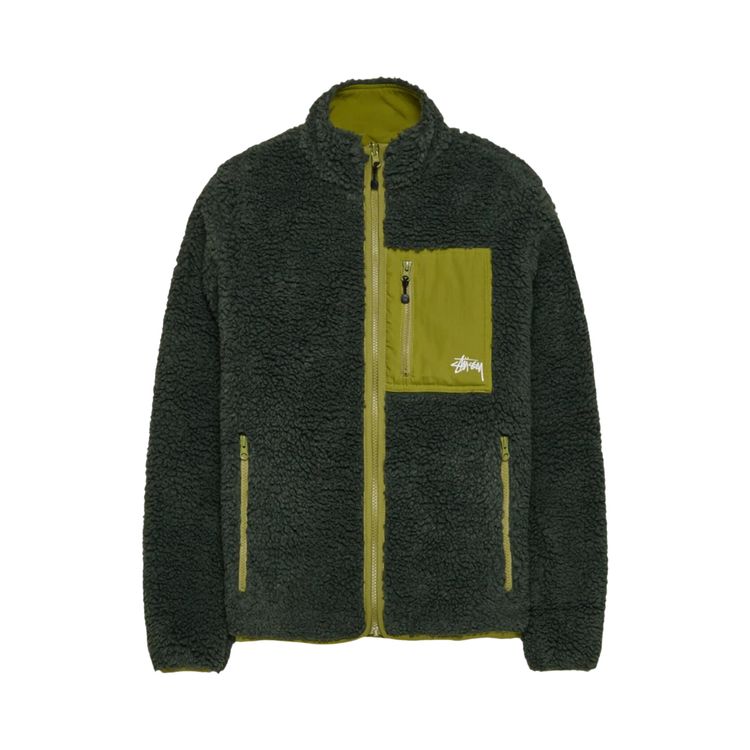 Buy Stussy Sherpa Reversible Jacket 'Dark Green' - 118529 DARK | GOAT