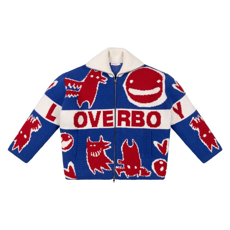 Buy Charles Jeffrey Loverboy Knitted Puffer Jacket 'Blue/Red ...
