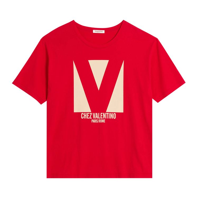 Buy Valentino Chez Valentino Print T-Shirt 'Rosso' - 6V3MG16PAQ9 157 | GOAT
