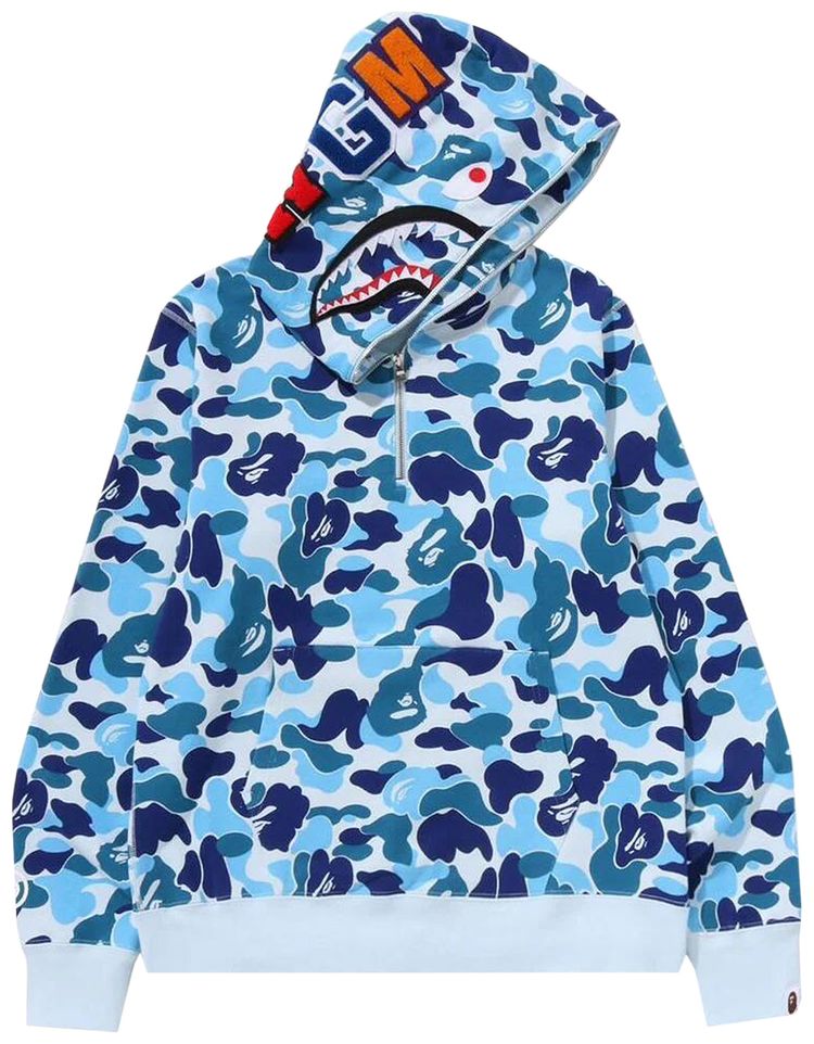 Buy BAPE ABC Camo Shark Half Zip Pullover Hoodie 'Blue' - 1K80 114 010 ...