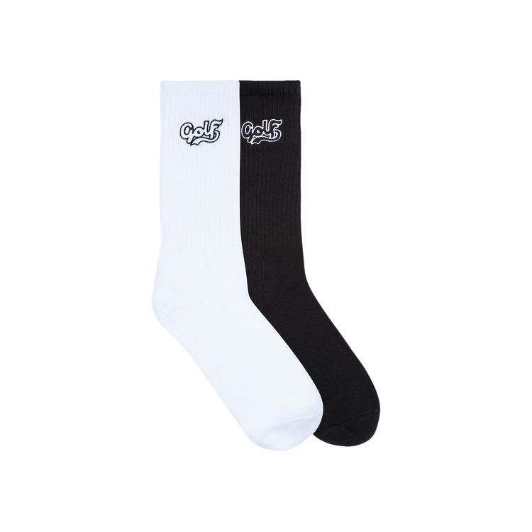 Buy GOLF WANG Cursive Socks (2 Pack) 'Black/White' - FW24SK1001 BLAC | GOAT